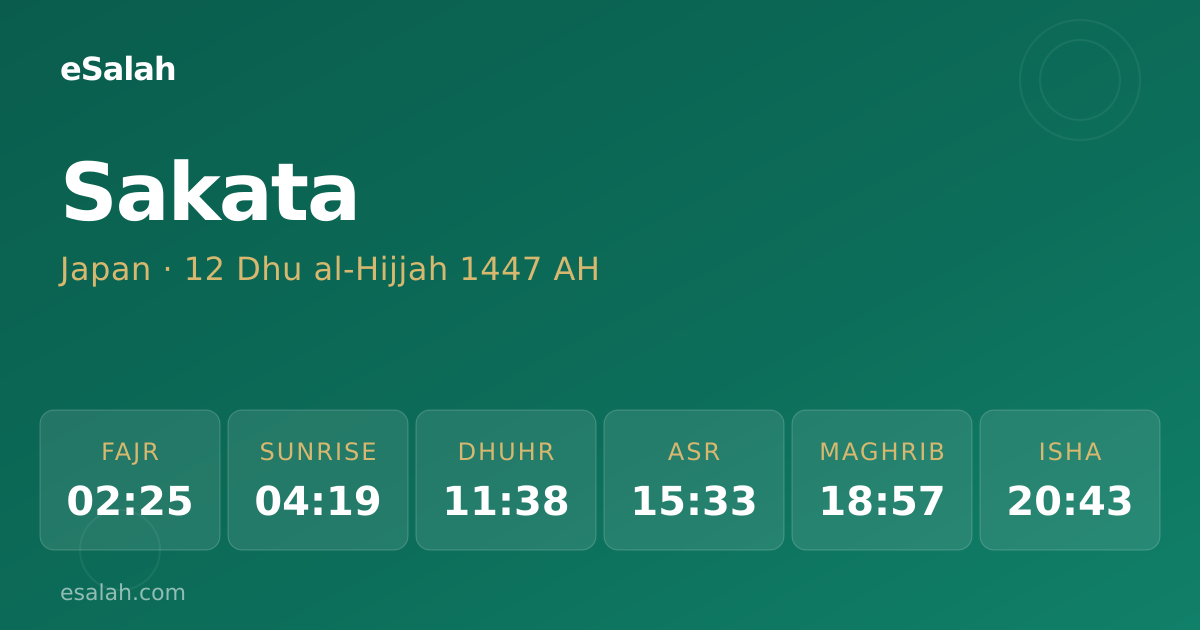 Prayer times in Sakata, Japan