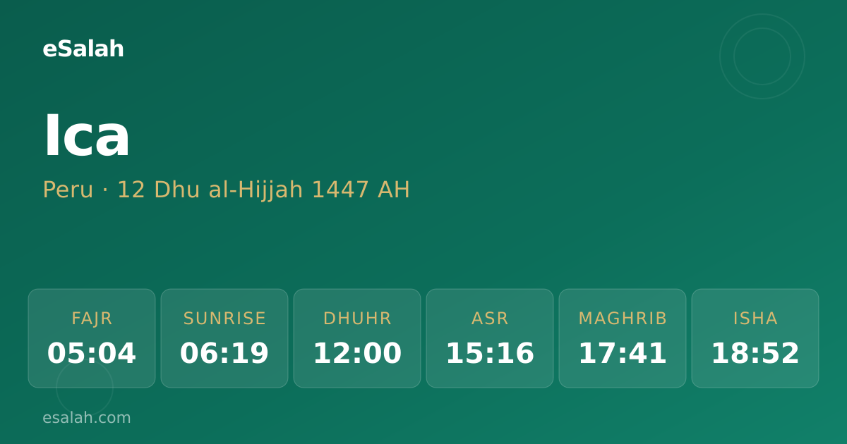 Prayer times in Ica, Peru