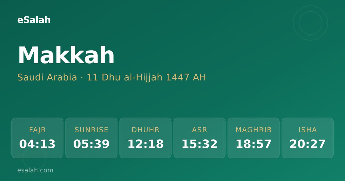 Prayer times in Mecca, Saudi Arabia