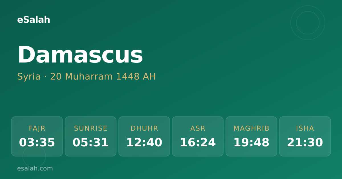 Prayer times in Damascus, Syria