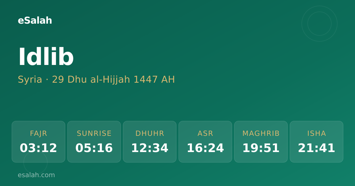 Prayer times in Idlib, Syria